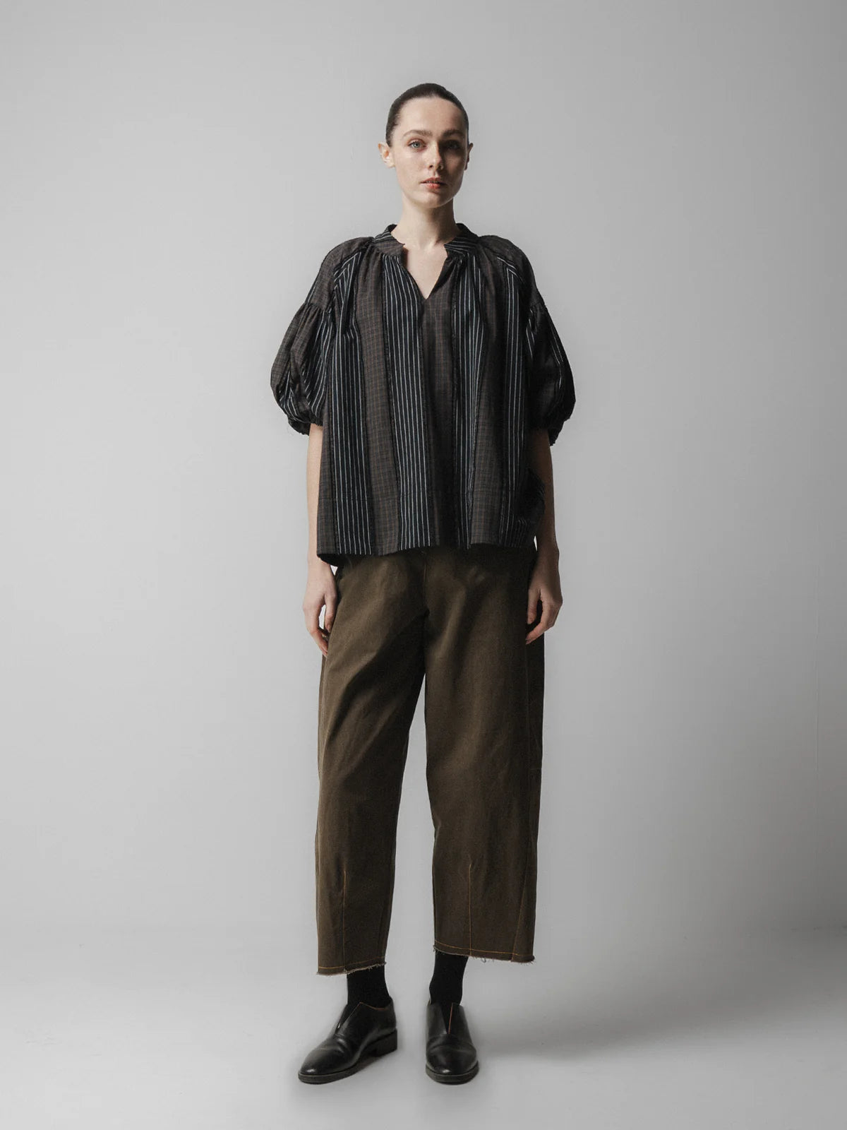 Emin + Paul brown check v neck top – Un-Common